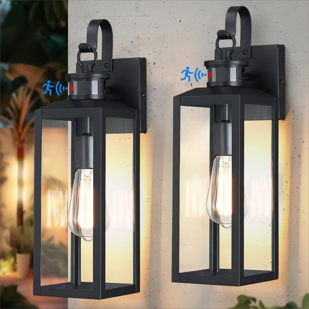 Coach Lights 2 Pack Motion Sensor Outdoor Wall Lights, Dusk To Dawn ...
