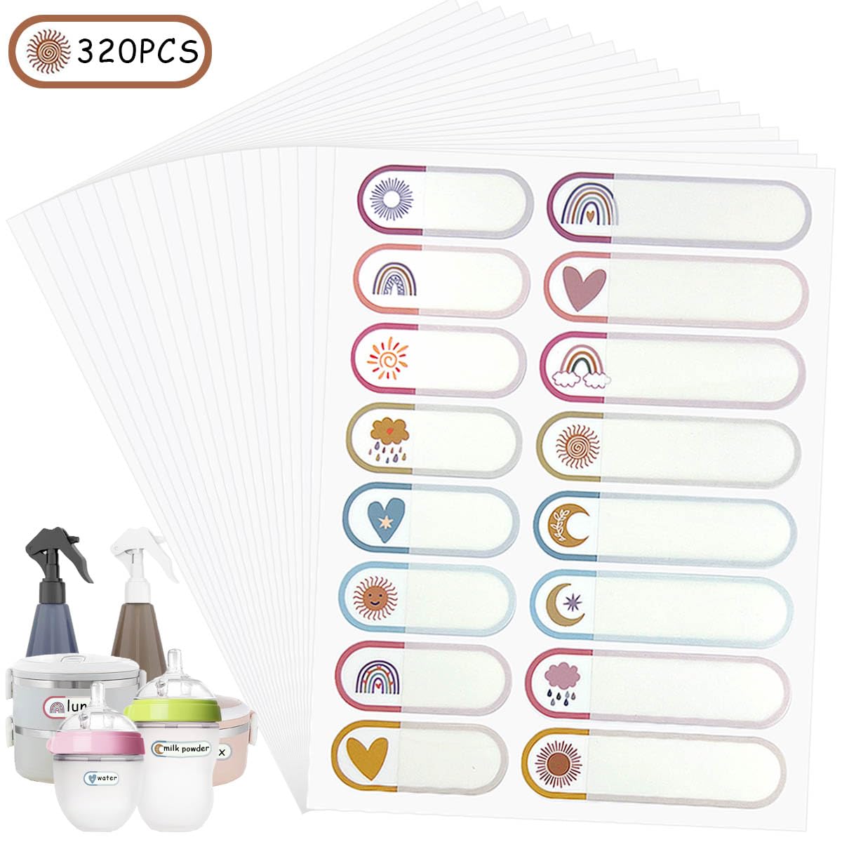 Buy 320 Pcs Baby Bottle Labels for Daycare, Waterproof Name Labels for ...
