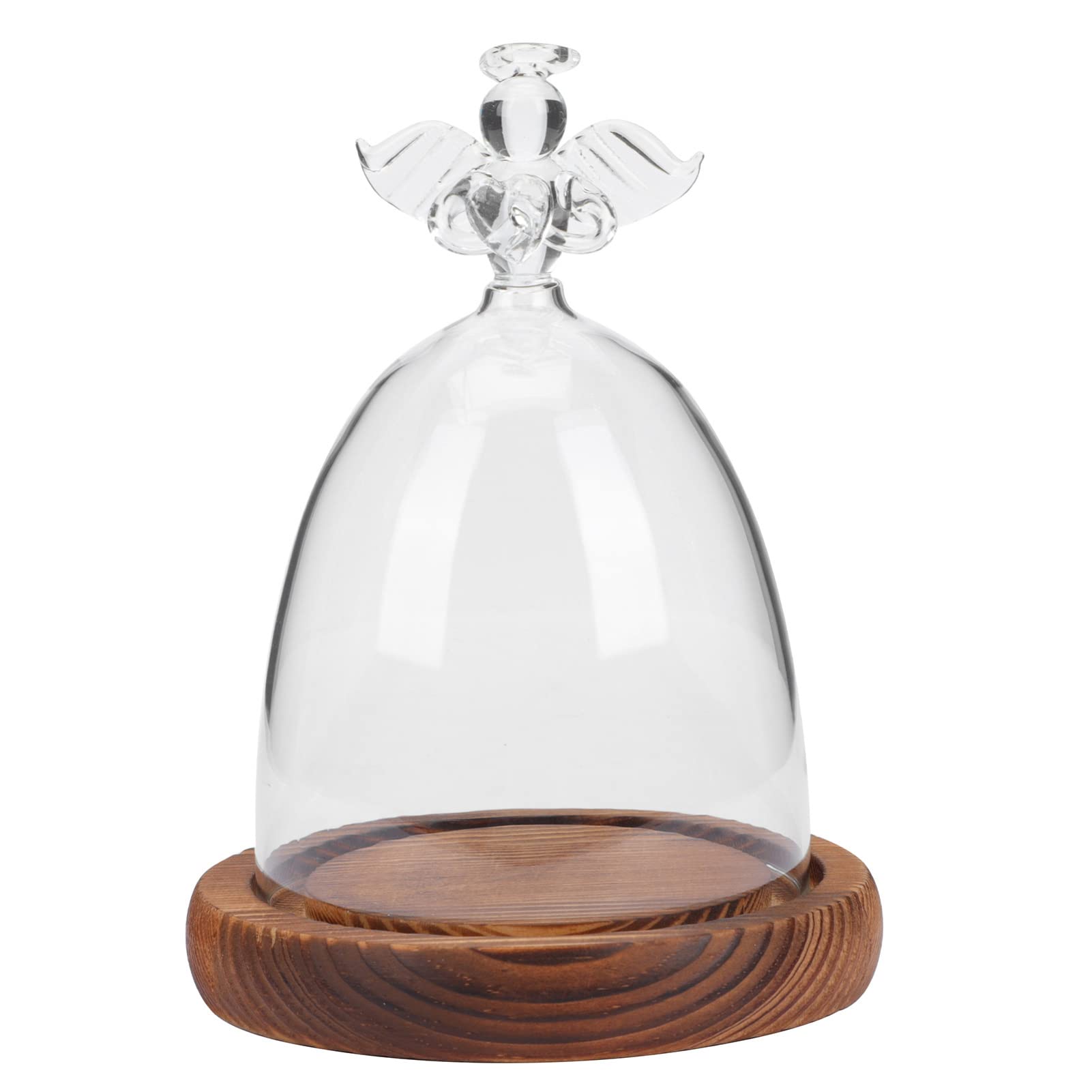 Amazon.com: Cabilock Clear Glass Dome Cloche with Wooden Base Angel ...