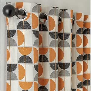 JAYOGLA Geo Print Lined Eyelet Curtains Framing Your Window Beautifully ...