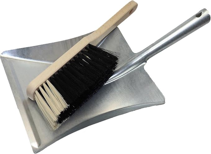 Cotarba Metal Dustpan and Brush Set Metal Dust Pan Hand Held Natural ...