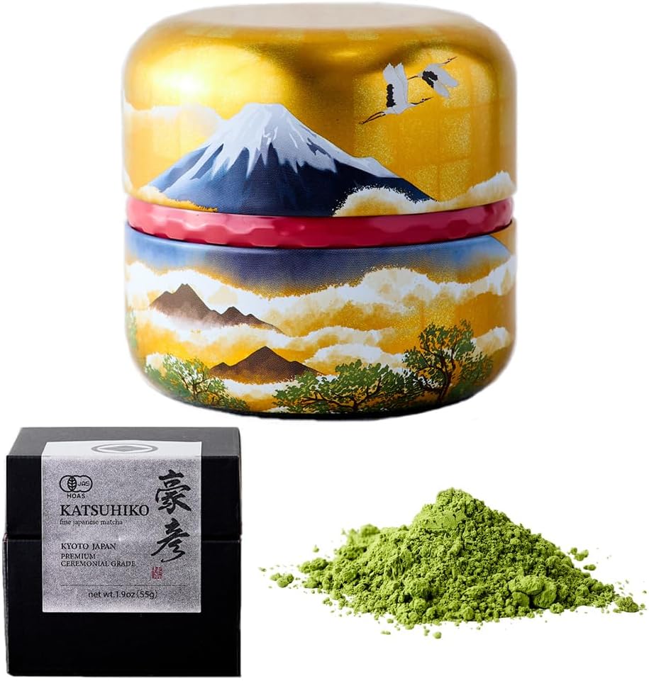 Amazon.co.jp: 【豪彦】 KATSUHIKO 国産オーガニック抹茶 55g 「プレミアムセレモニーグレード 」創業1751年20代目京都茶師畠山氏厳選 有機JAS認定 国産なつめ缶 ...
