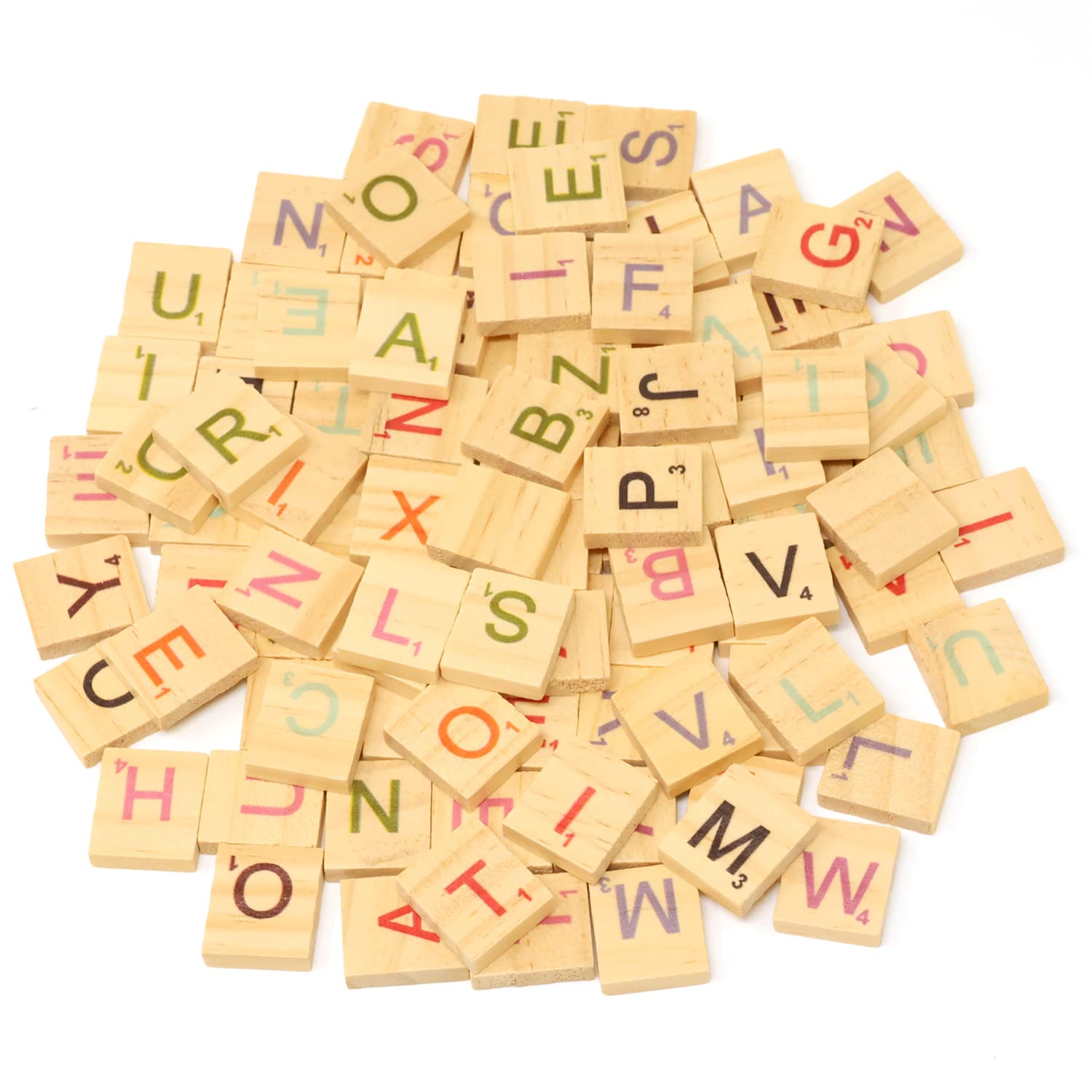 Amazon.com: yueton 100PCS Colorful A-Z Capital Letter Tiles Wooden ...