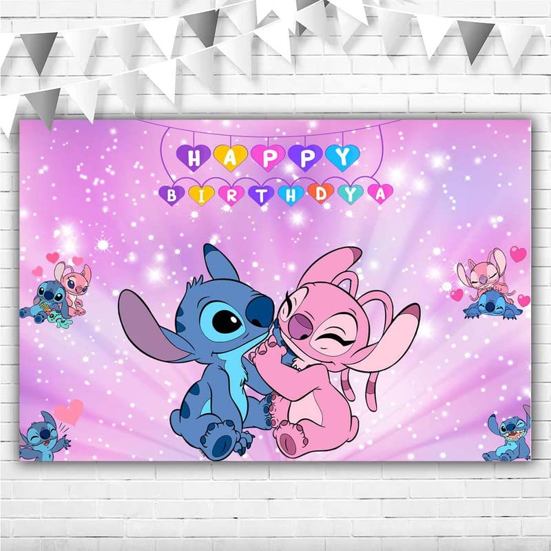 Buy Stitch and Angel Birthday Decorations for Girl 5x3 Pink Stitch and ...