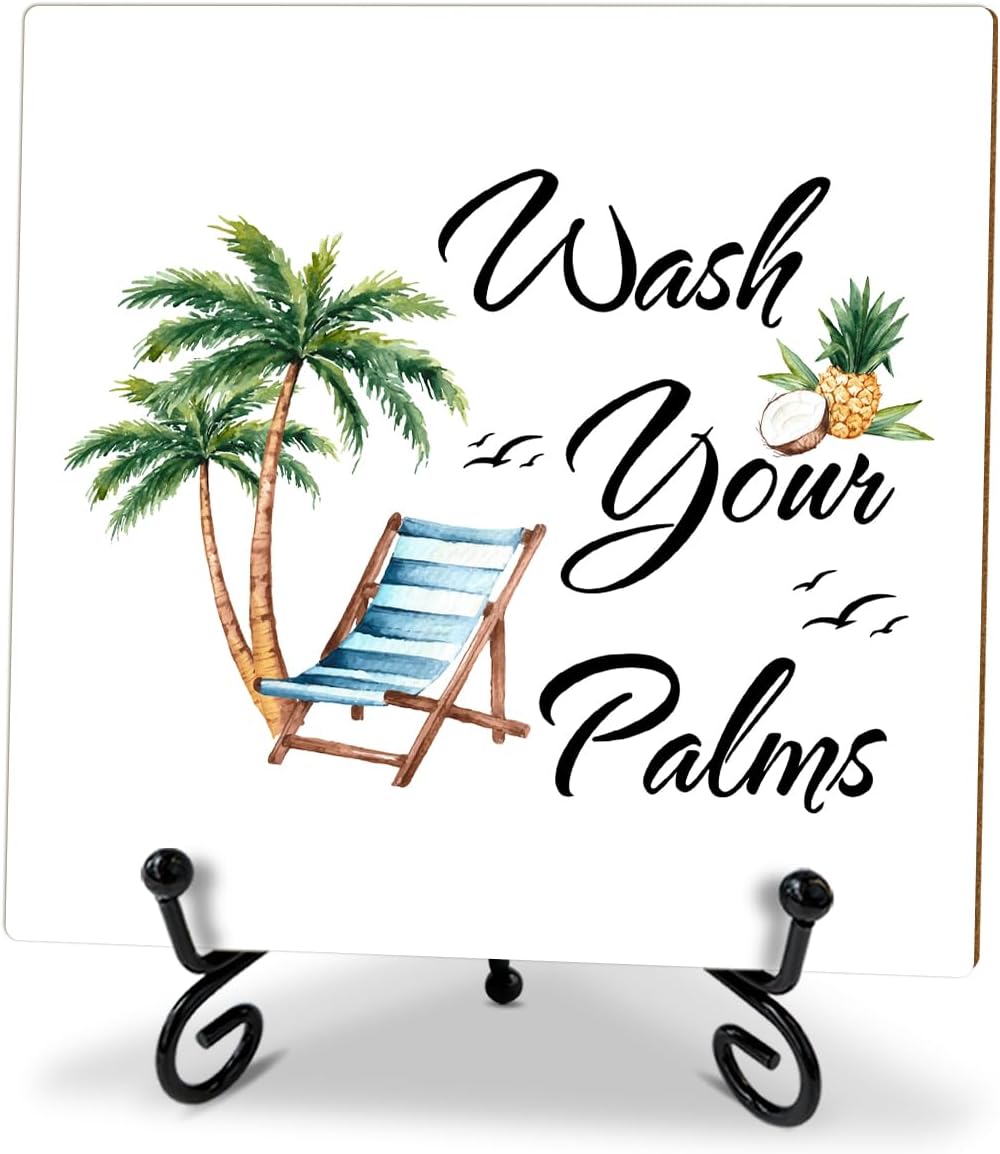 Amazon.com: Tropical Bathroom Decor Wooden Sign Table Centerpieces ...