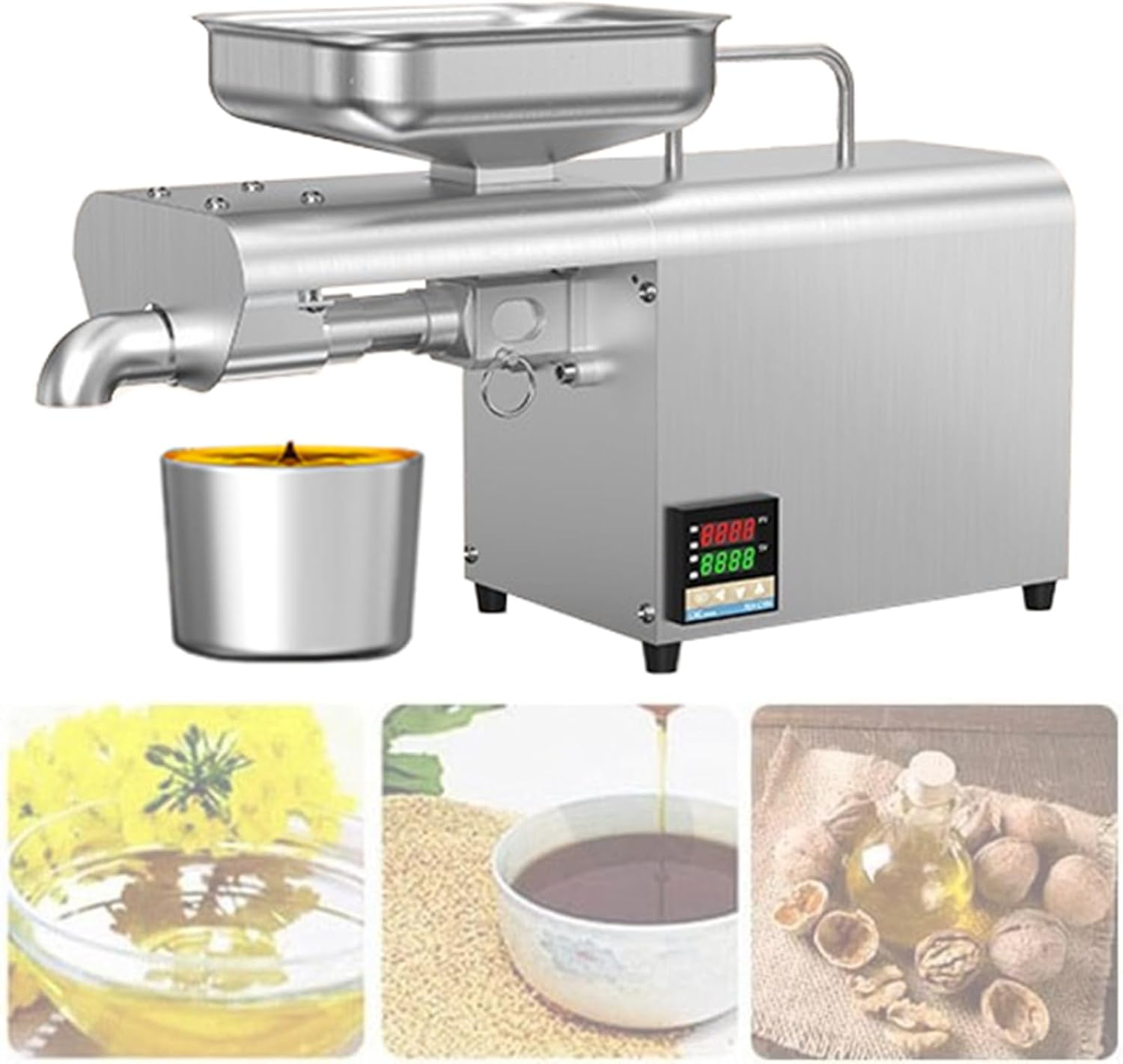 Commercial Oil Extractor 1250W Cold/Hot Automatic Oil Press Machine for ...