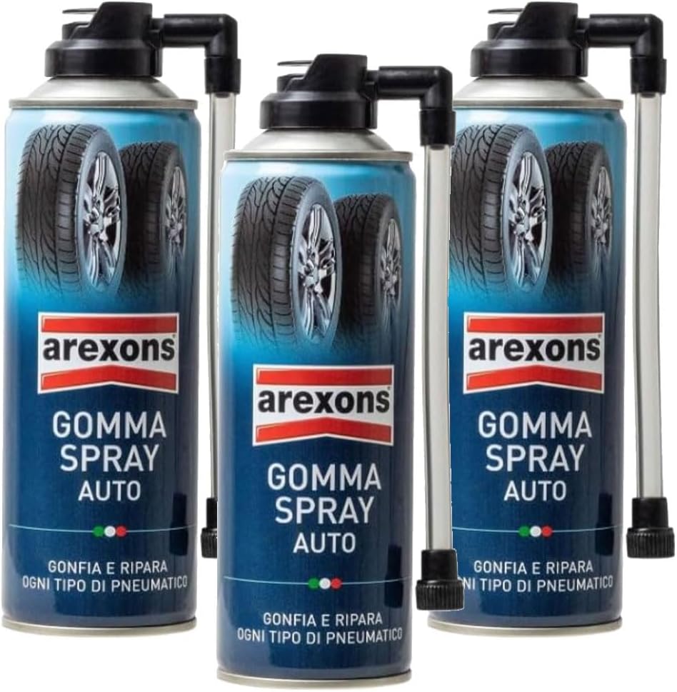 AREXONS 8473 Kit 3 Pezzi Gomma Spray Auto, Gonfia e Ripara Ogni Tipo di ...