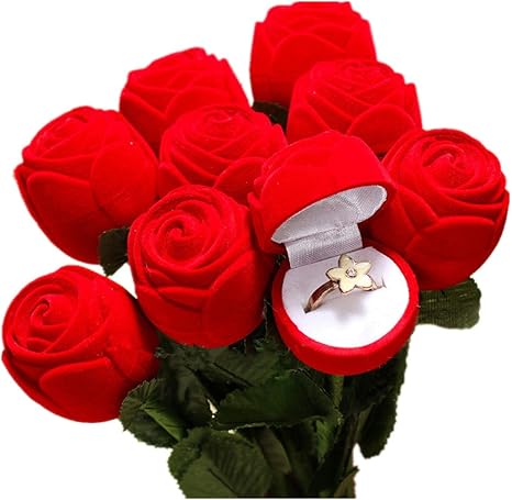 Amazon.com: QTMY 2 pcs Rose Shape Ring Jewelry Packaging Display Boxes ...