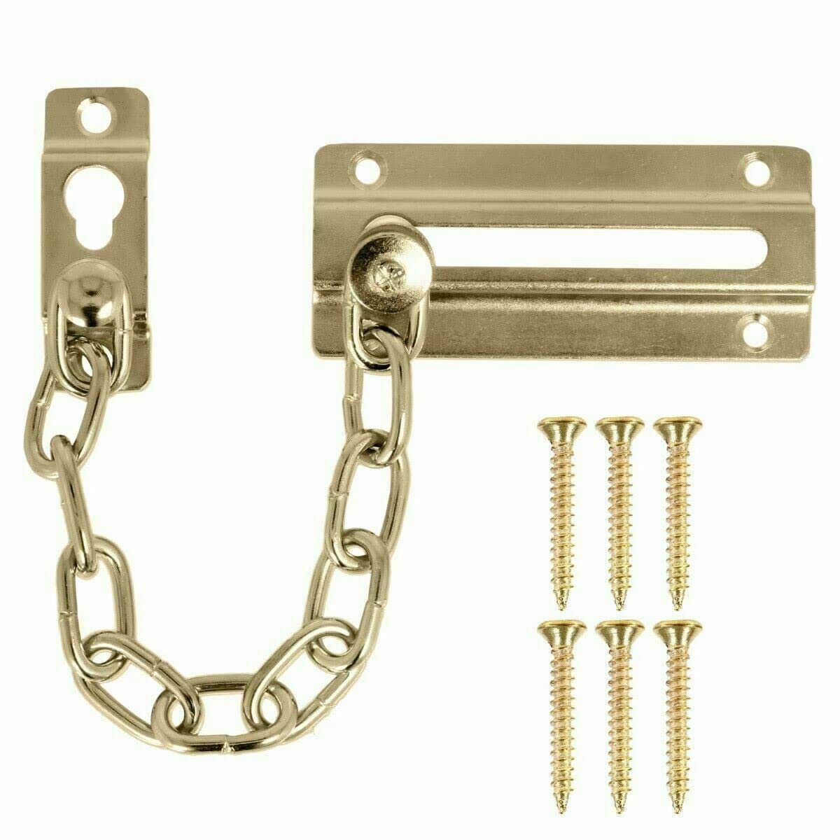 Front Door Restrictor Lock Chain Brass Latch Slide Catch Extra Security ...