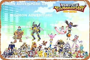 Amazon.com: Digimon Anime Poster Home Wall Decoration Retro Metal Tin ...