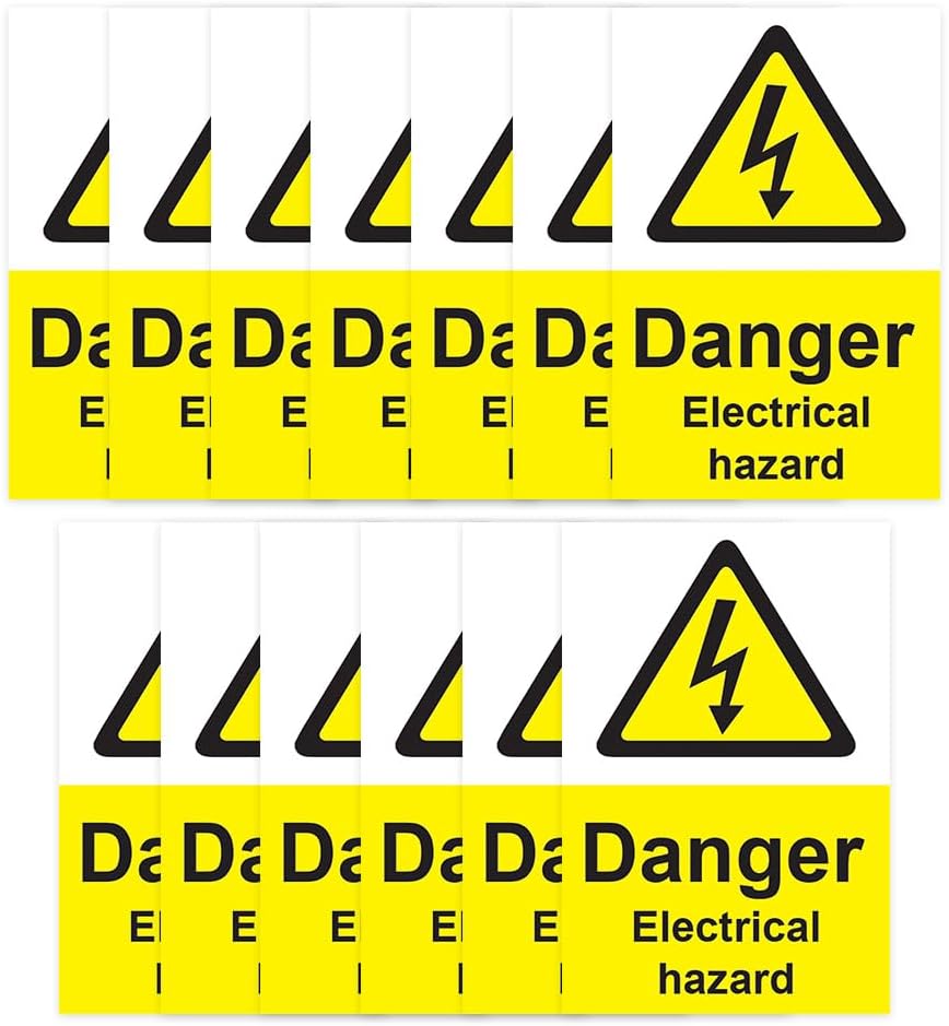 RDLCAR Electrical Hazard Stickers Pack of 13 Durable High Visibility ...