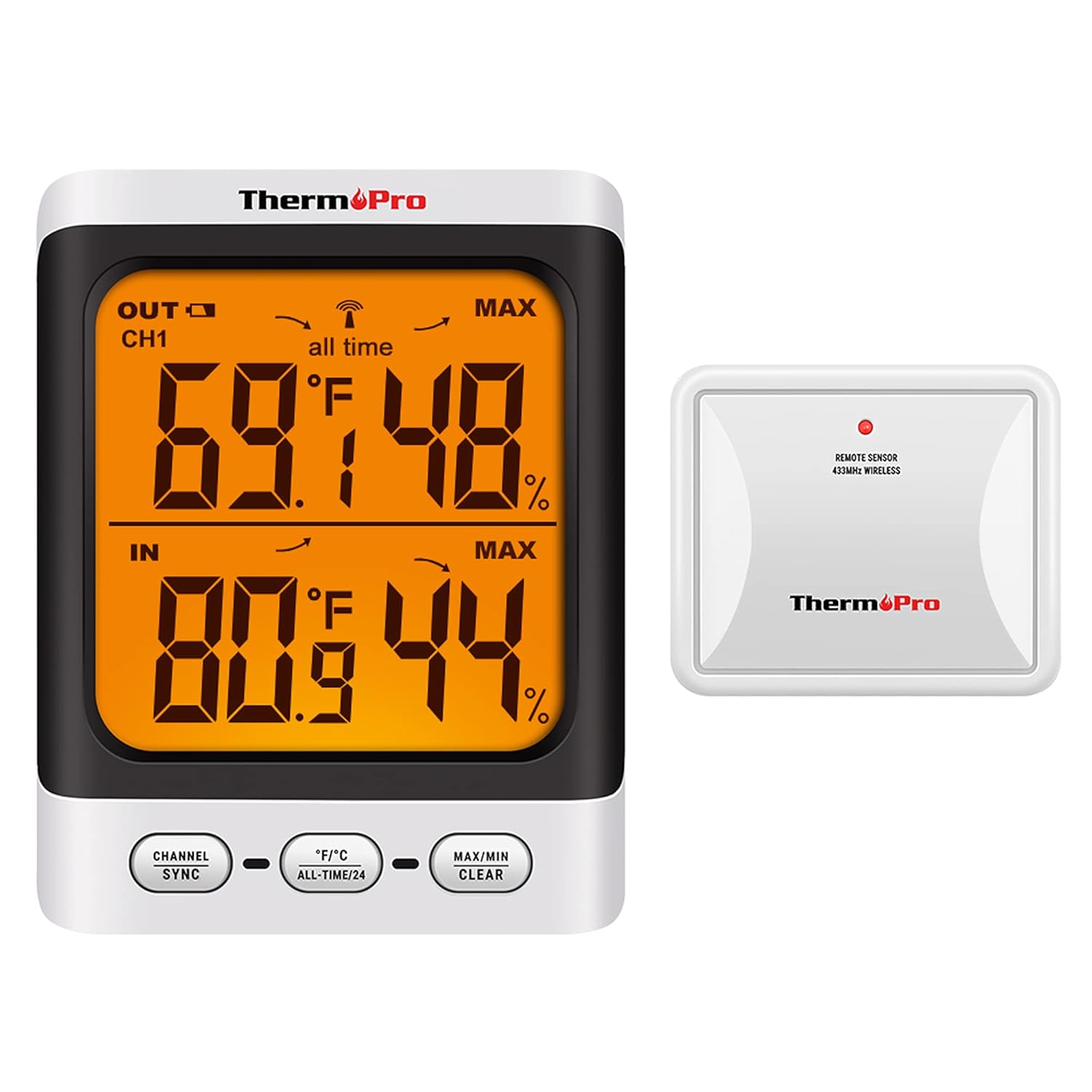 Amazon.com: ThermoPro TP62 Indoor Outdoor Thermometer Wireless Weather ...