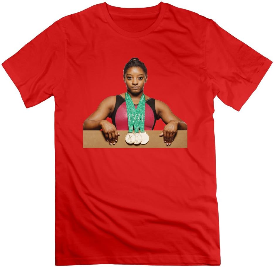 Amazon.com: Simone Biles Champion Red Men's Sport Shirt For Man Size ...