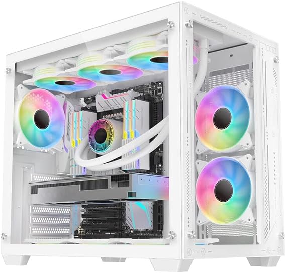 Gaming PC Gehäuse, Front- und Seitenteile aus gehärtetem Glas,360 ...