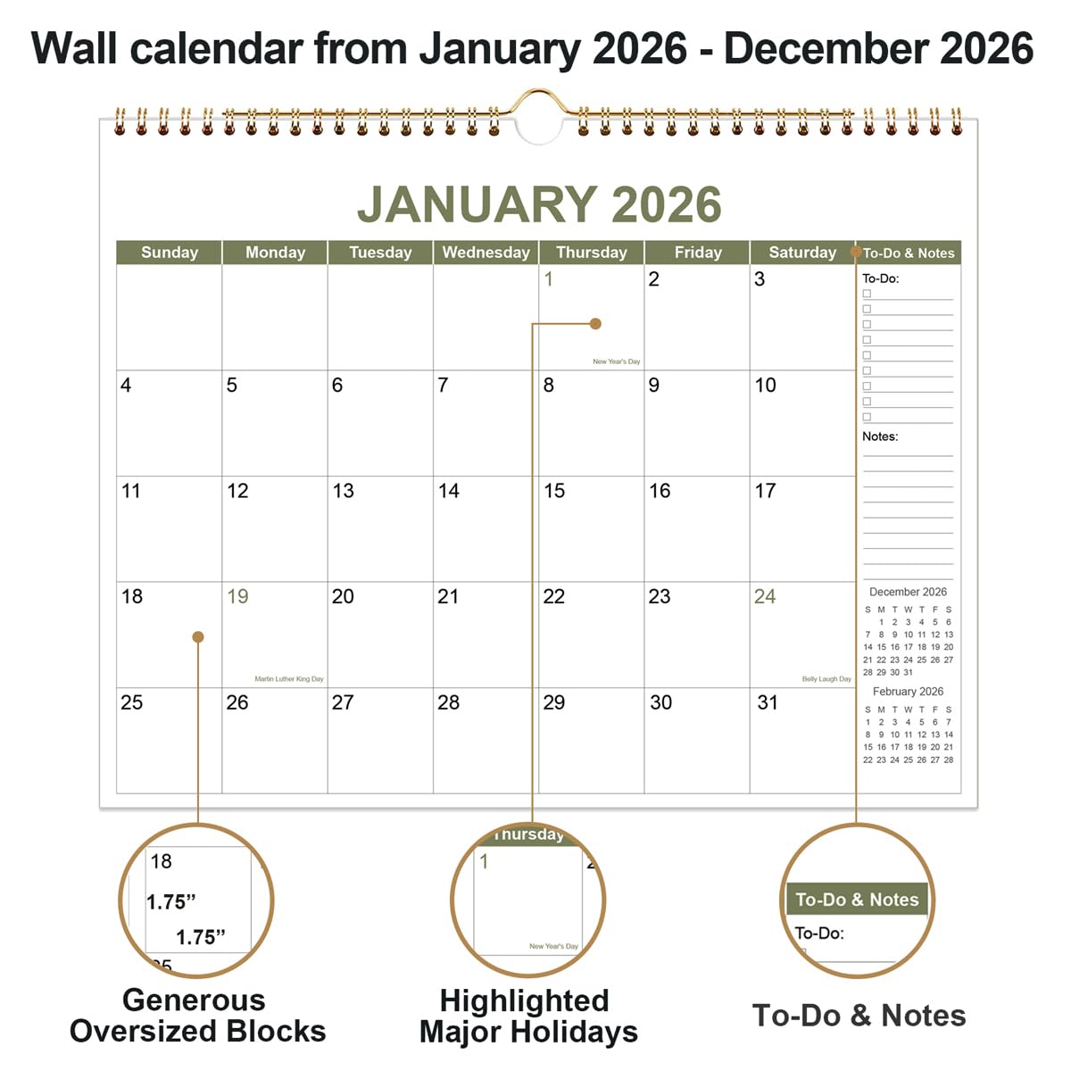 Snapklik.com : 2026 Calendar - 2026 Wall Calendar From January 2026 To ...