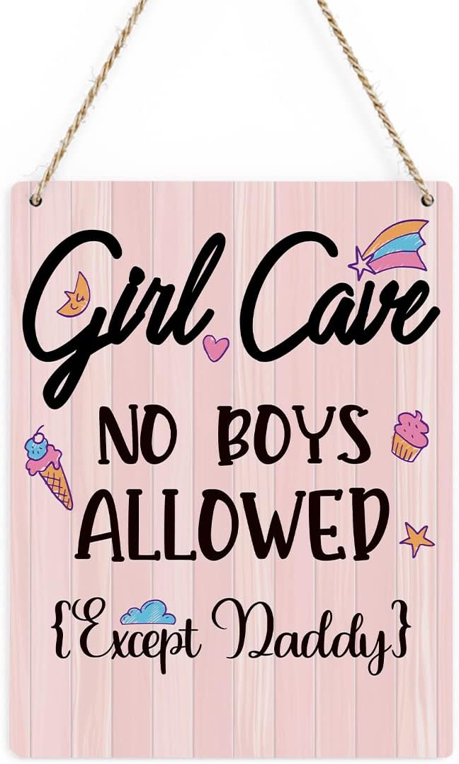 Amazon.com: Girl Cave Sign Girls Room Decor Wood Sign Wall Hanging ...