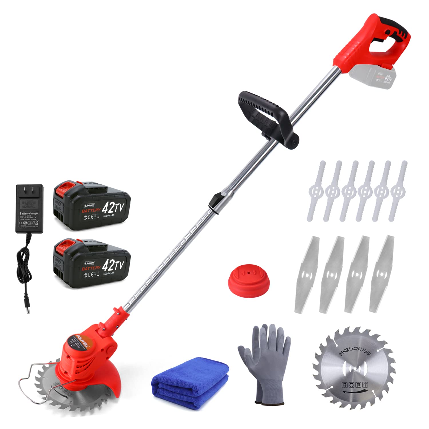 Buy 42V Battery String Trimmer, Cordless String Grass Trimmer 47 Inch ...