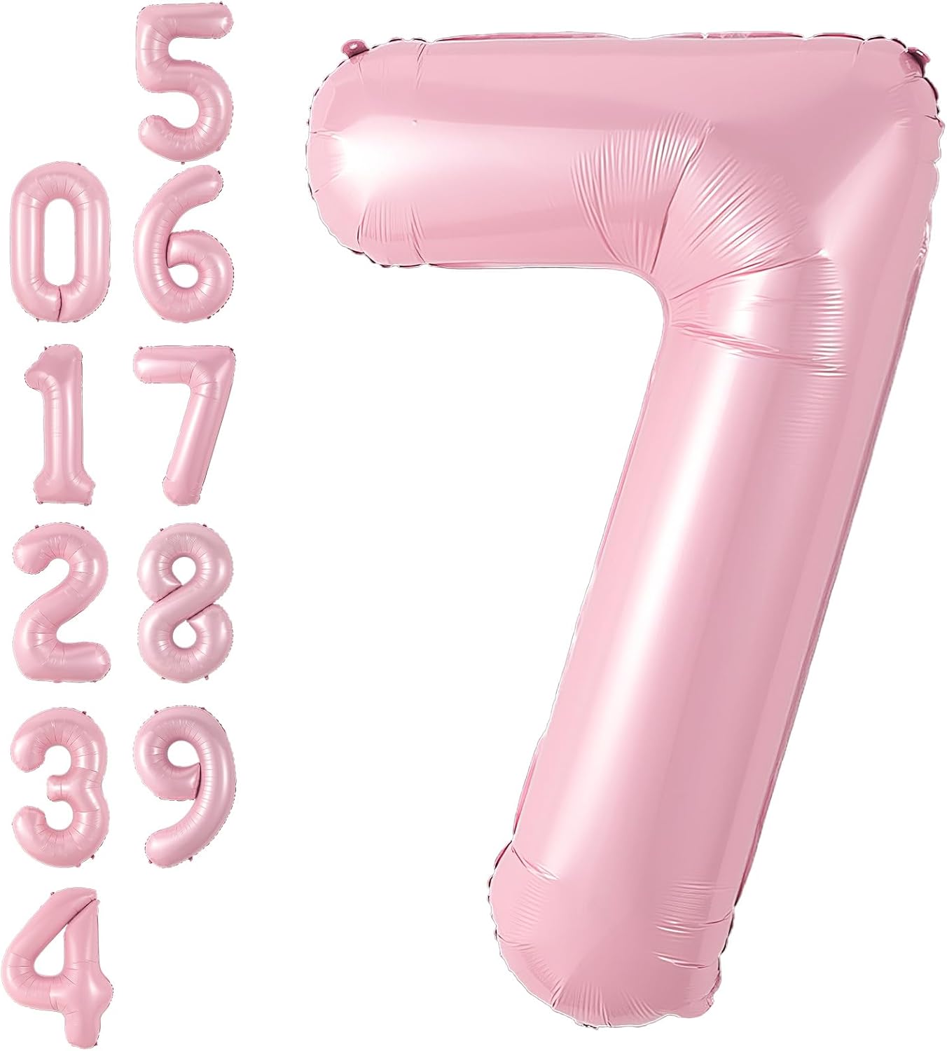 Amazon.com: Pink Number 7 Balloon,40Inch Large Light Pink Foil Digital ...