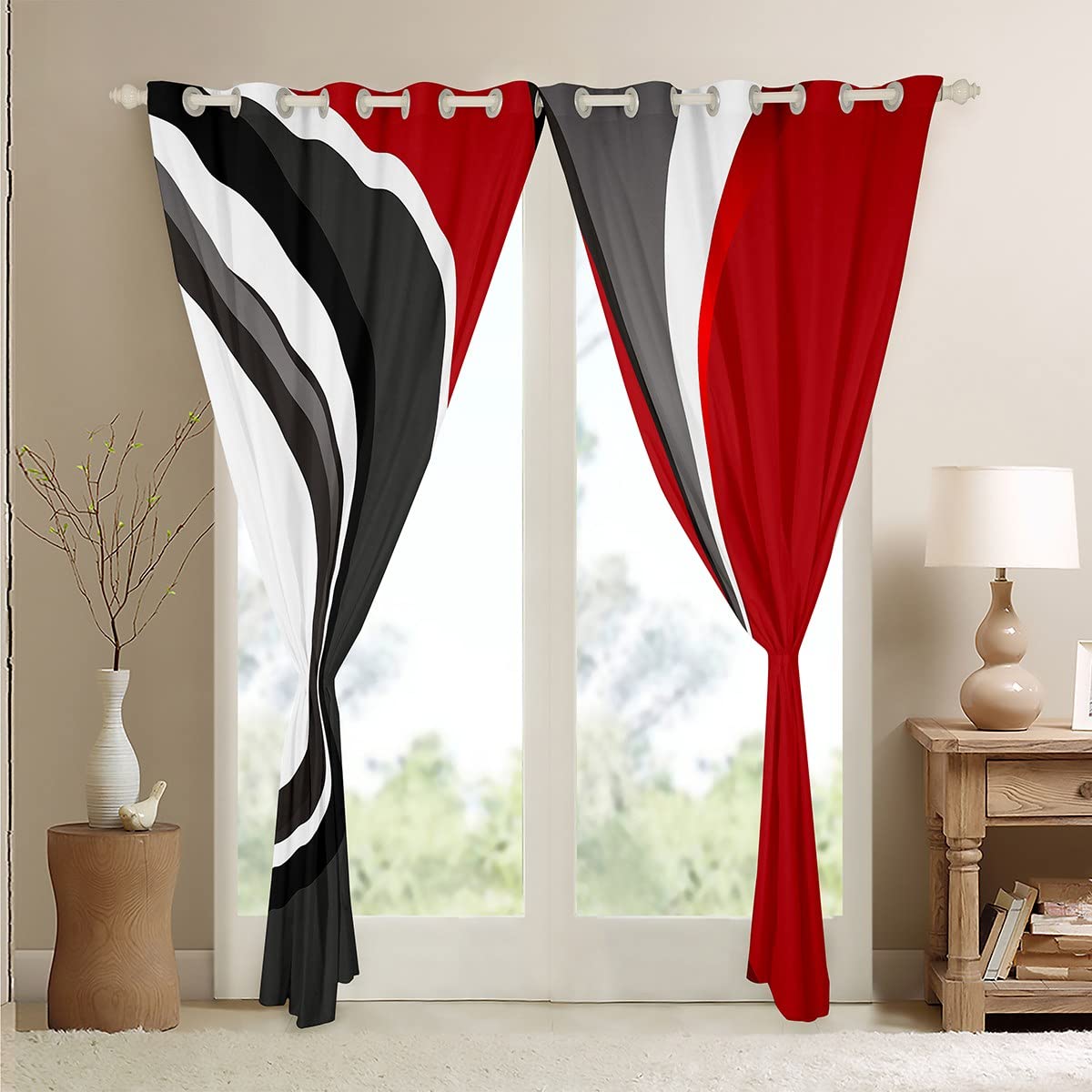 Red Black And White Curtains Metropole Curtain Pole 50mm Uncorded