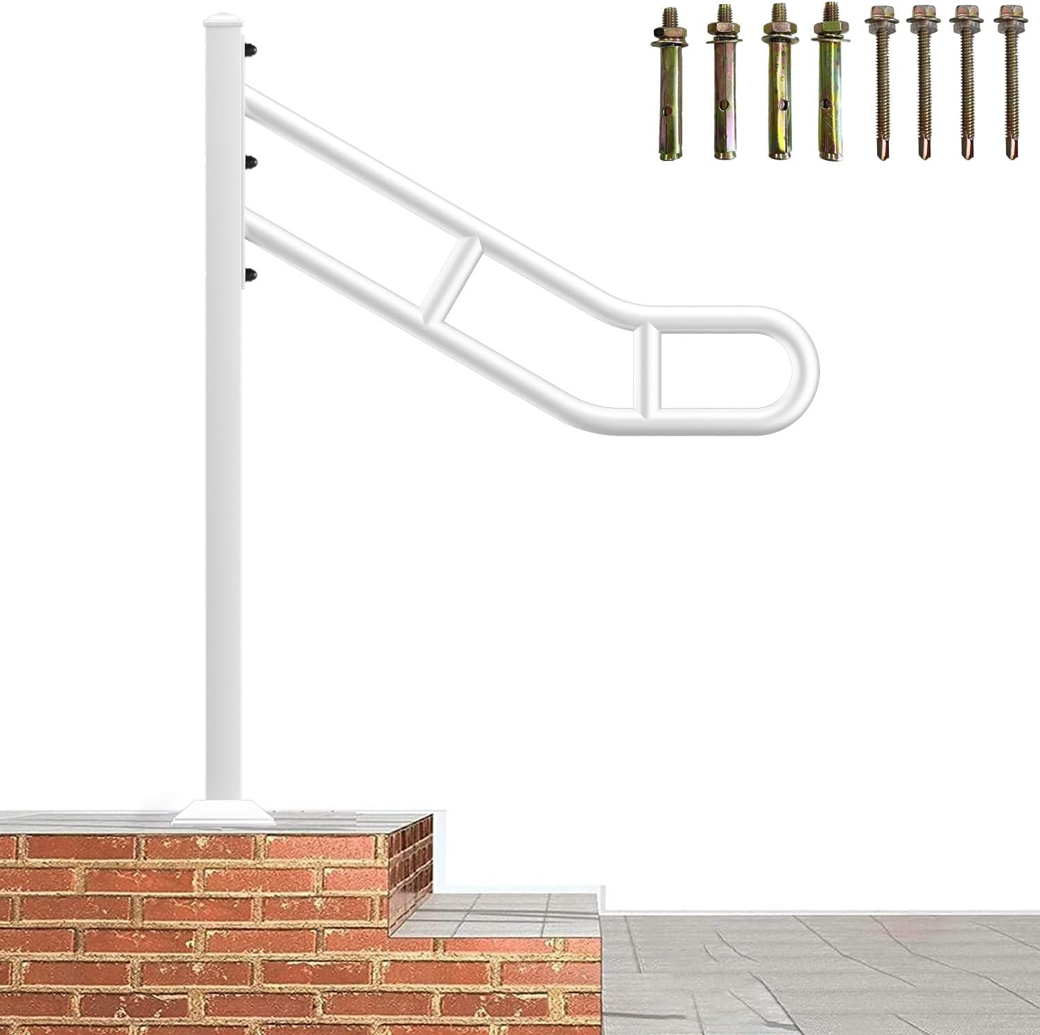 SMQLJXC 32"L X 37.4"H Single Post Wrought Iron Handrails for Outdoor 1 ...