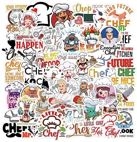 Amazon.com: 52PCS Chef Stickers Kitchen Stickers Vinyl Waterproof ...