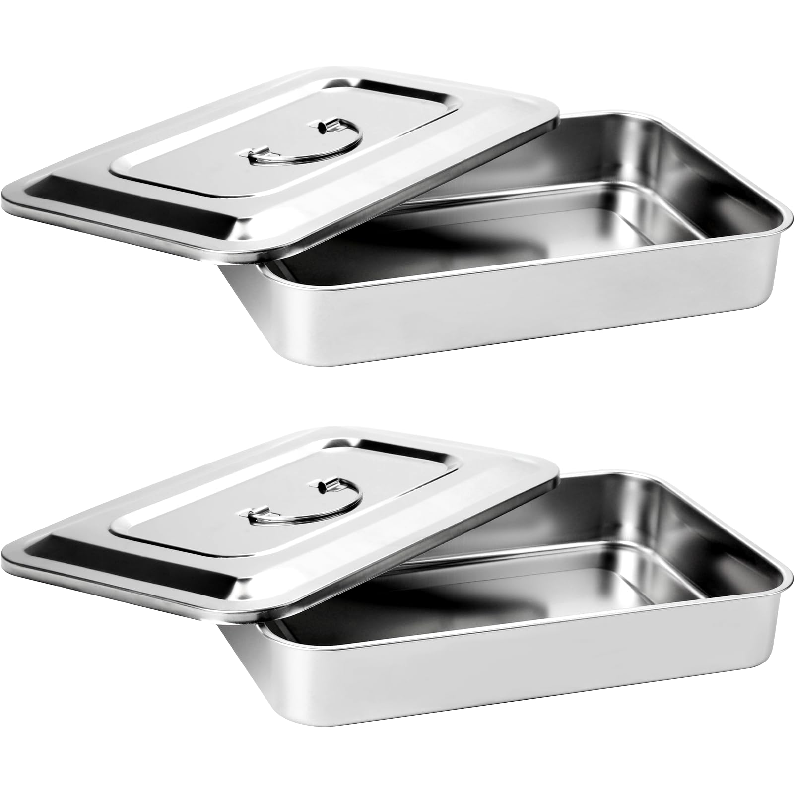 Amazon.com: 2 Pcs 201 Stainless Steel Surgical Trays Medical Dental ...