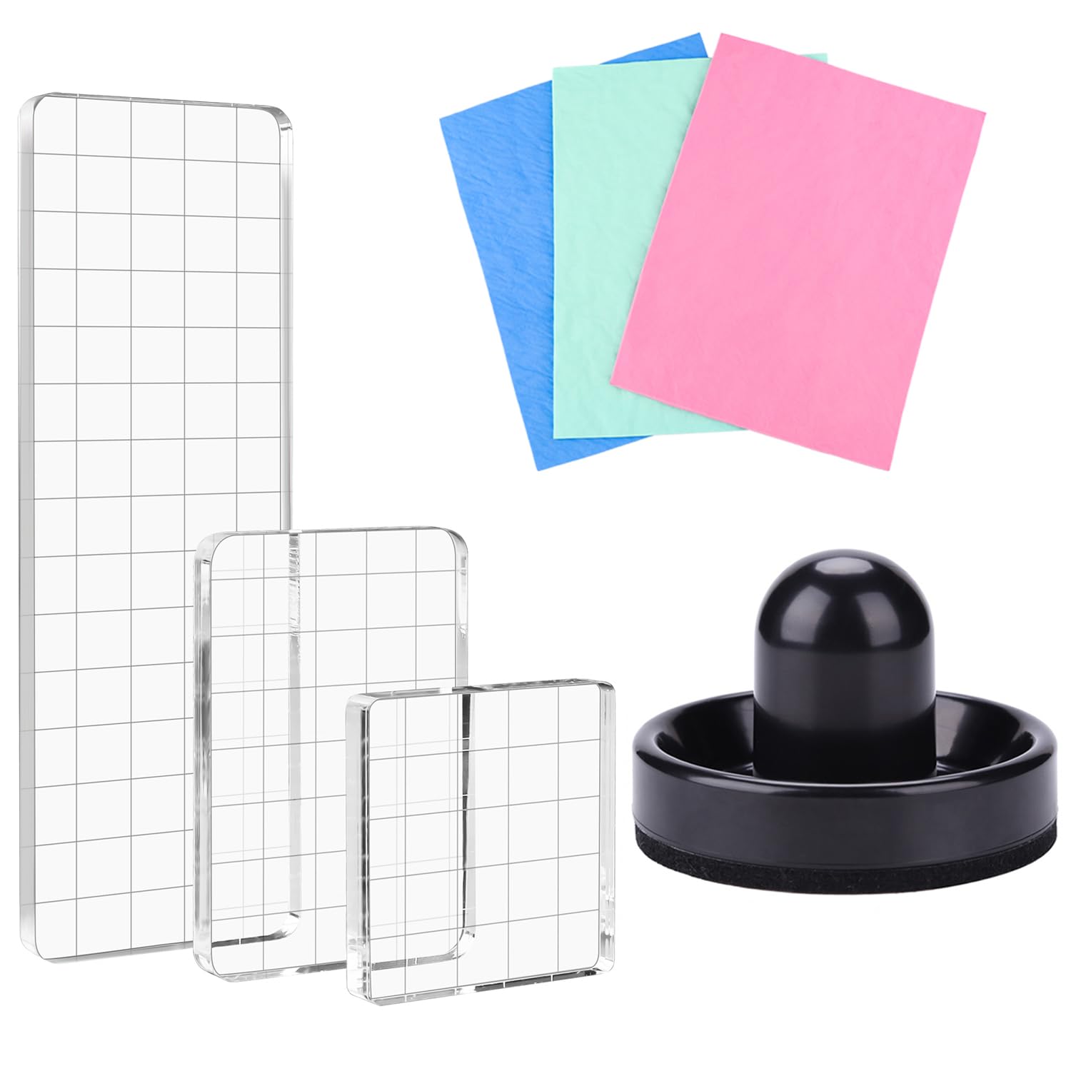 Amazon.com: 7 Pcs/Set 3 Acrylic Blocks Clear Stamp Block with Grid with ...