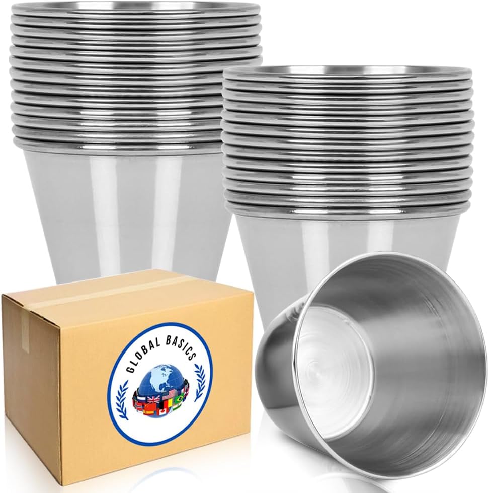 Amazon.com | GLOBAL BASICS 2.5oz Stainless Steel Condiment Cup | 24 ...