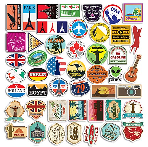 Travel Map Stickers, 150Pcs World Famous Country Regions Logo Vinyl ...
