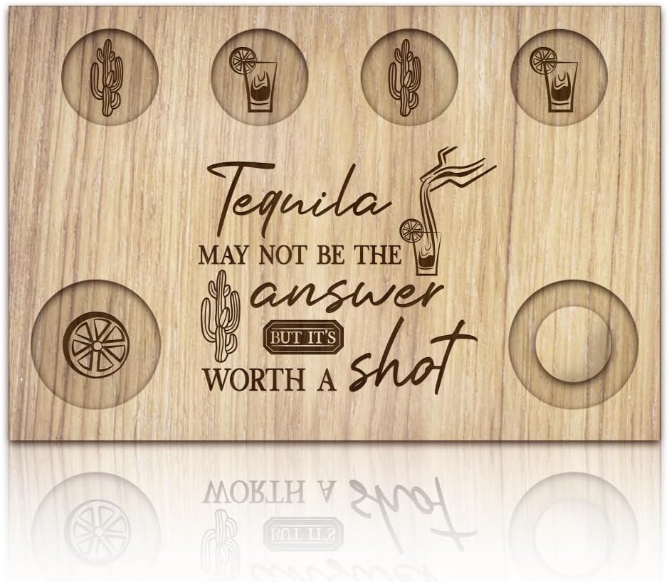 Amazon.com: YeeBeny Tequila Shot Board with Salt Rim 4 Slot Shot Glass ...