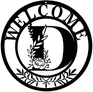 Amazon.com: Initial Welcome Sign Front Door Wreath, 12 Inch Metal ...