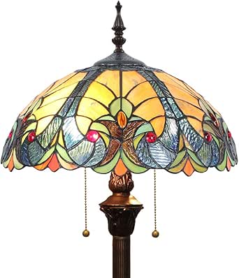 Tokira Blue Tiffany Styled Floor Lamp, Traditional Stained Glass ...