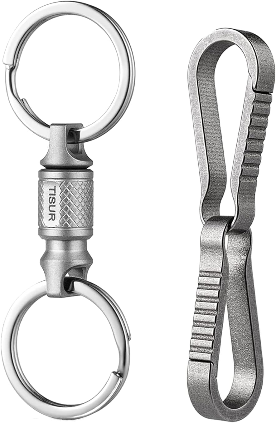 Amazon.com: TISUR Titanium Quick Release Keychain+Titanium Key Chain ...