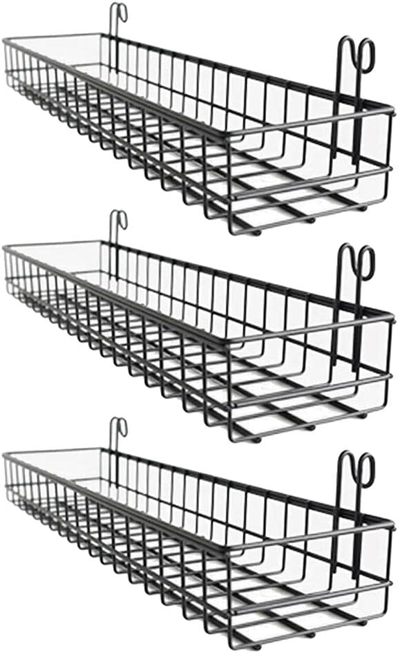 P Prettyia 3 Pieces Metal Wire Basket Shelf Rack for Gridwall Grid ...