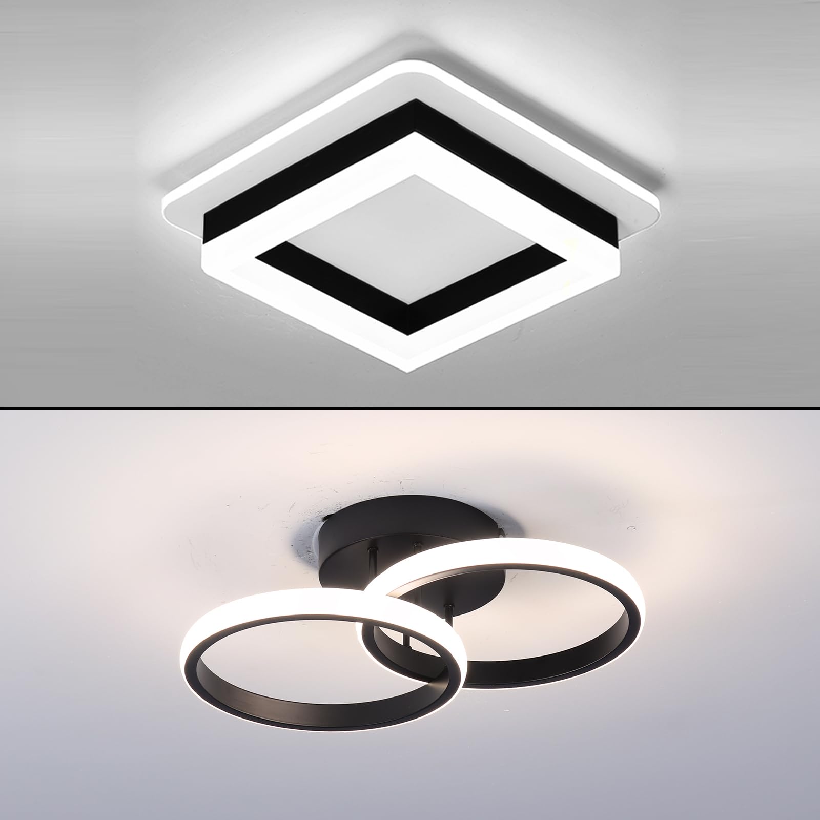 CANEOE 2 Packs Black Led Hallway Light Fixtures,Modern Led Ceiling ...