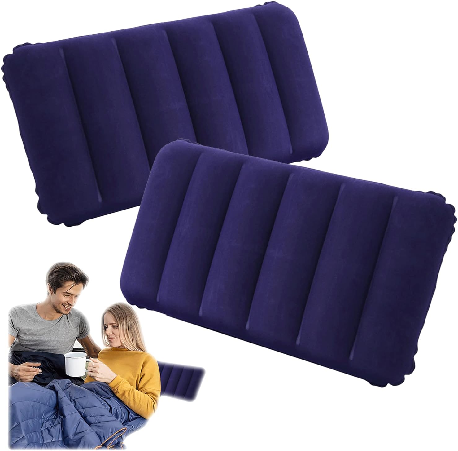 Pack of 2 Inflatable Pillows, Inflatable Camping Cushion, Comfortable ...