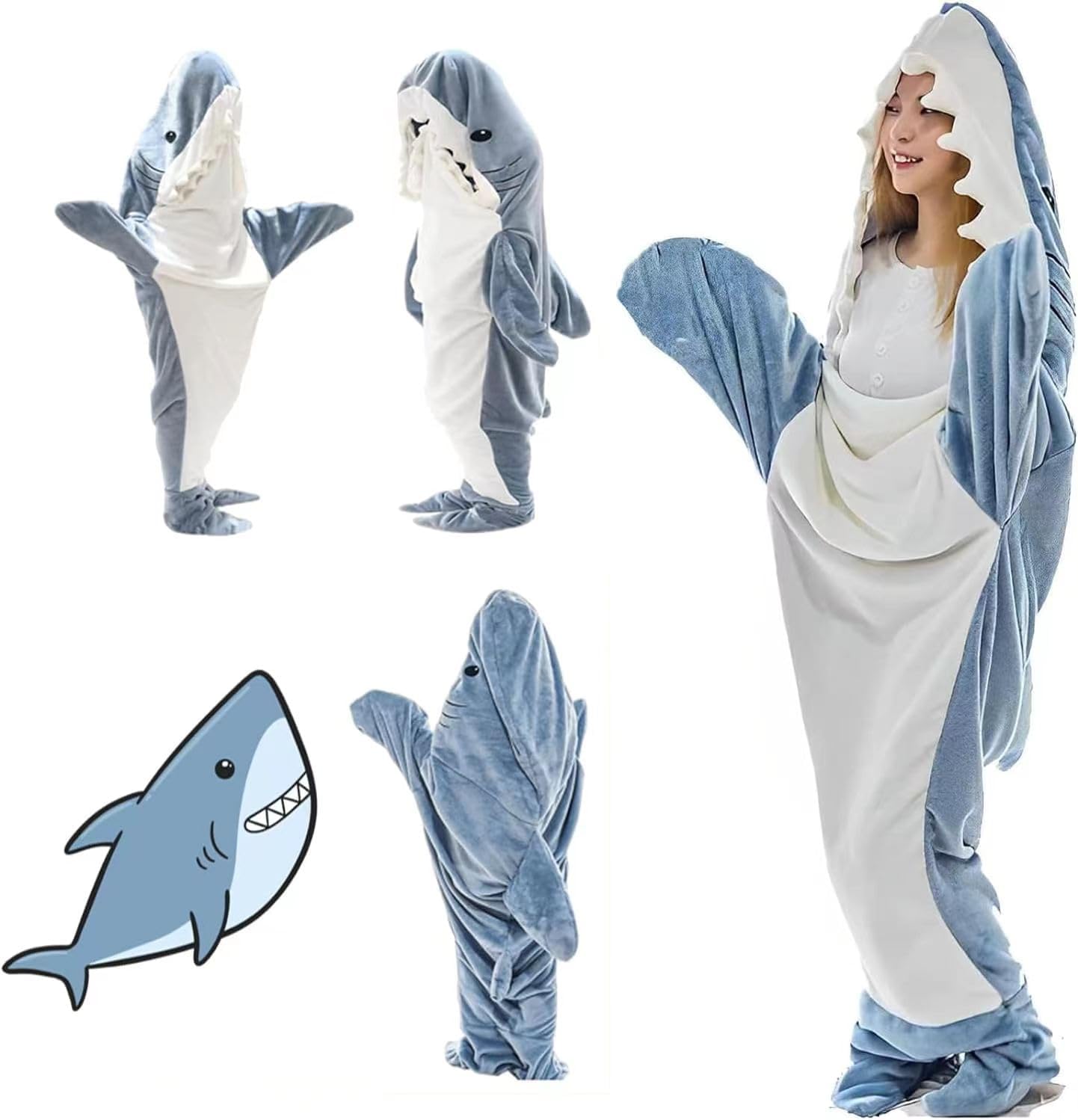 Amazon.com: Womefic Wearable Shark Blanket Hoodie Onesie Adult, Comfy ...