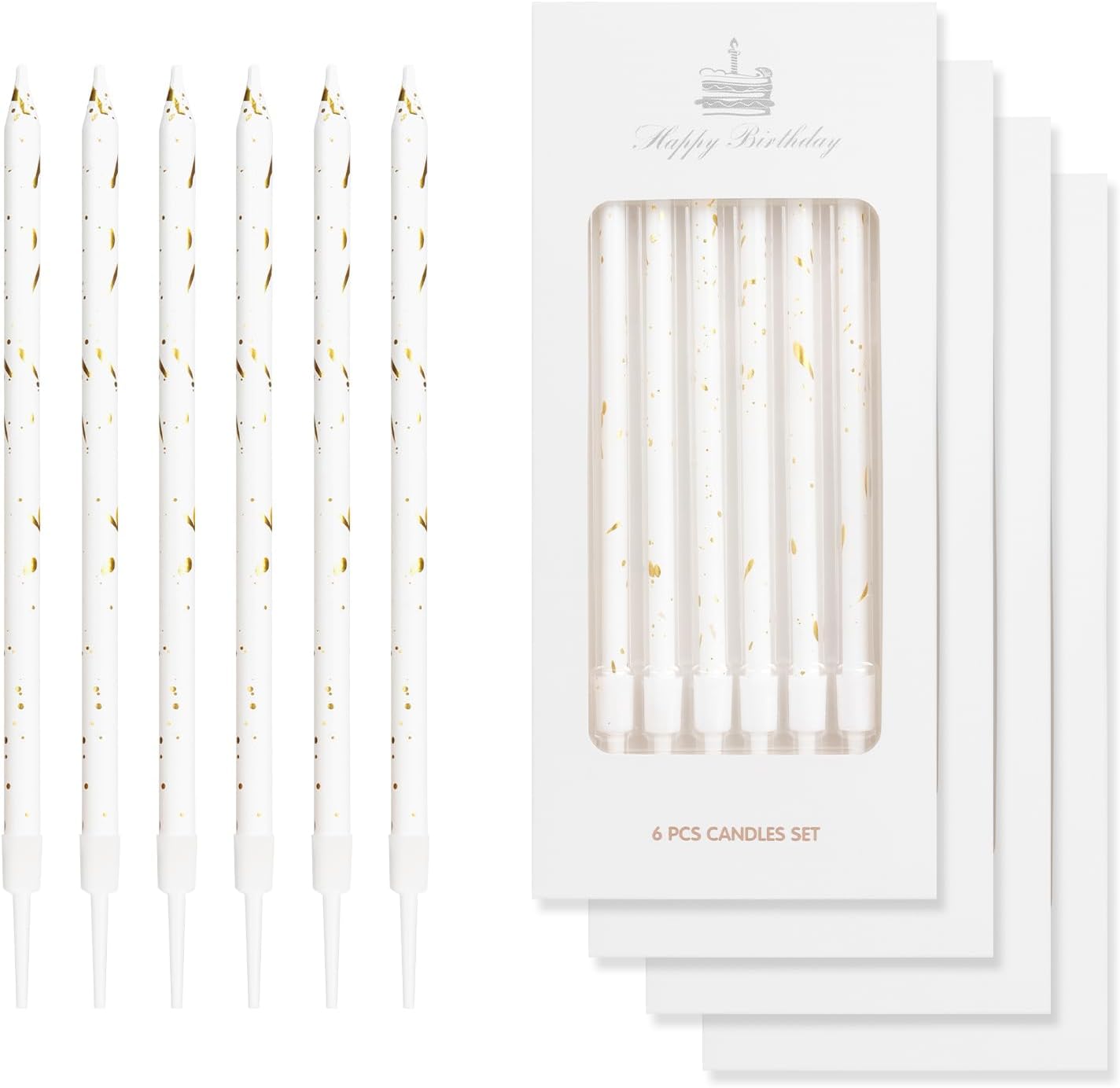 Amazon.com: iNINGER 24 Pcs White Gold Birthday Candles for Cake,Party ...