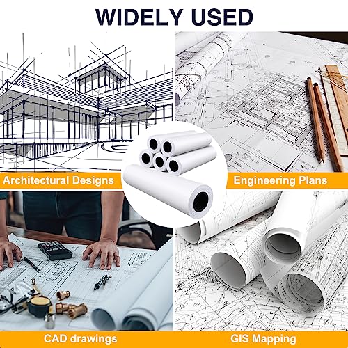 Snapklik.com : Wide Format Paper,6 Rolls Plotter Paper 24 In X 150 Ft ...