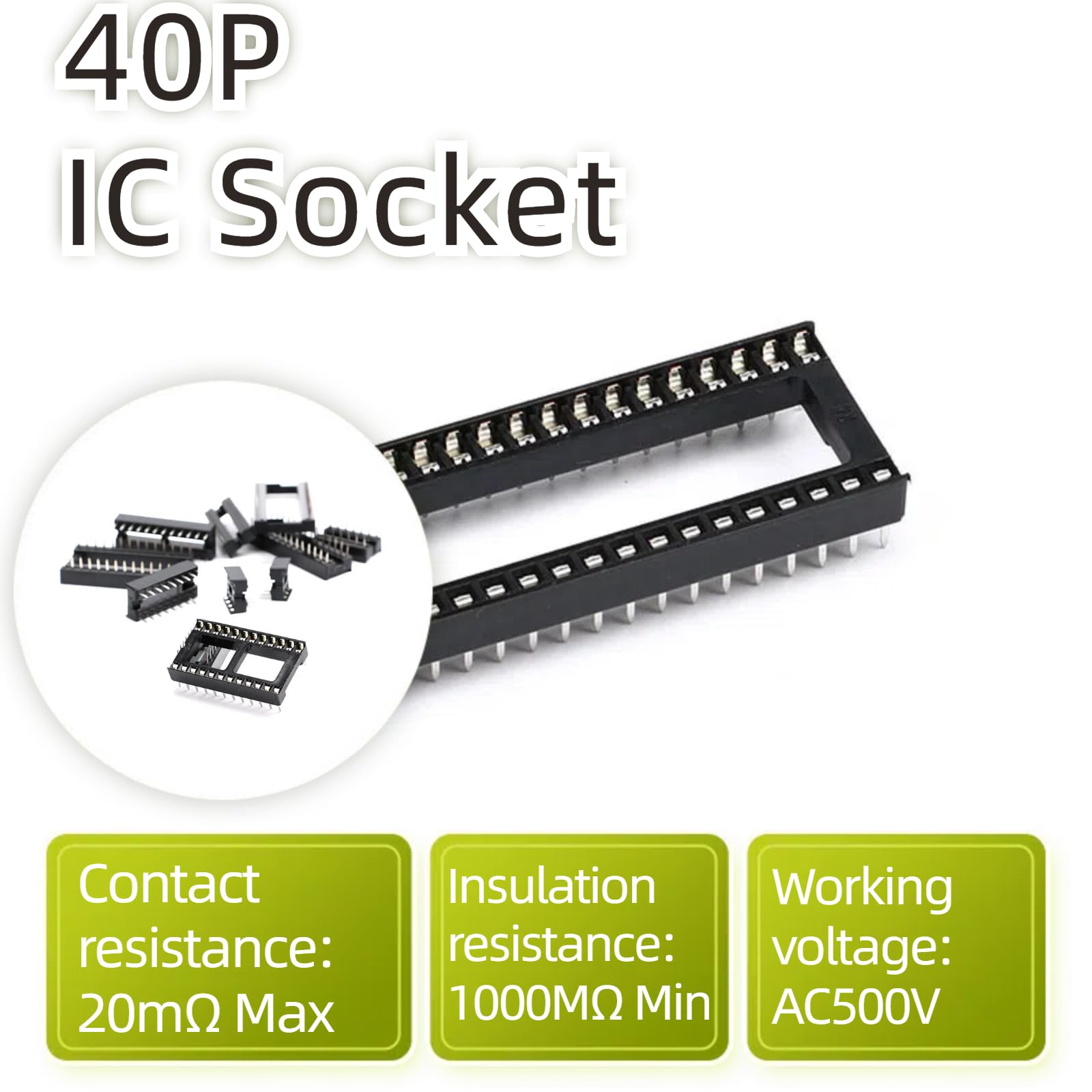 Snapklik.com : 8Pcs IC Socket 40P DIP IC Chip Socket Adaptor 2.54mm ...