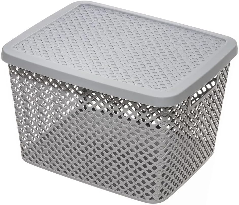 Amazon.com: ShaTss Extra Large Decorative Plastic Storage Basket w/Lid ...