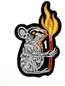 Amazon.com: 3.5" Rat Patch - Embroidered Rat with Flame Flames Fire ...