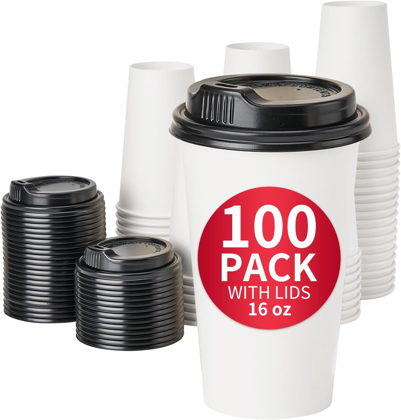 Amazon.com: RACETOP 16 oz Paper Drinking Cups with Lids [100 Pack], BPA ...