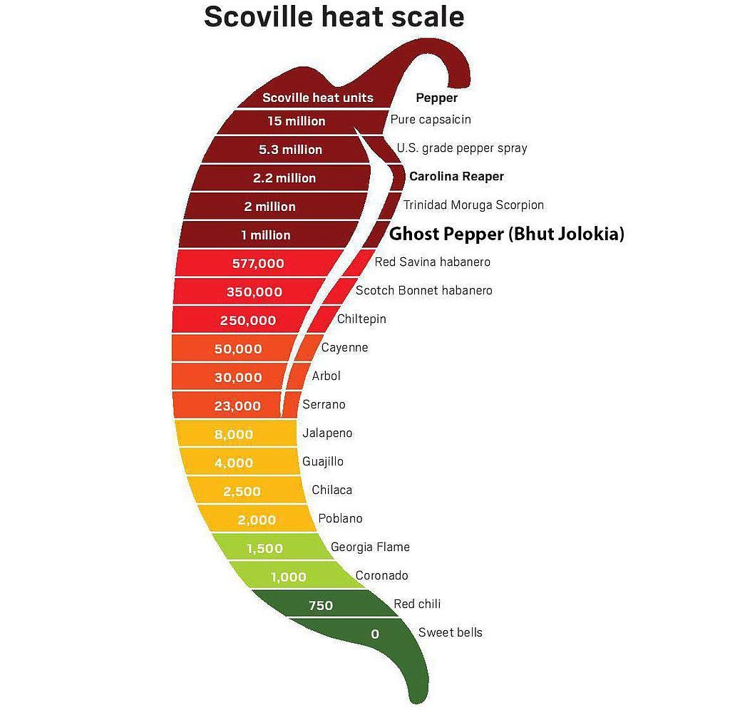 Ghost Pepper Chart Hot Chile Peppers On The Scoville Scale
