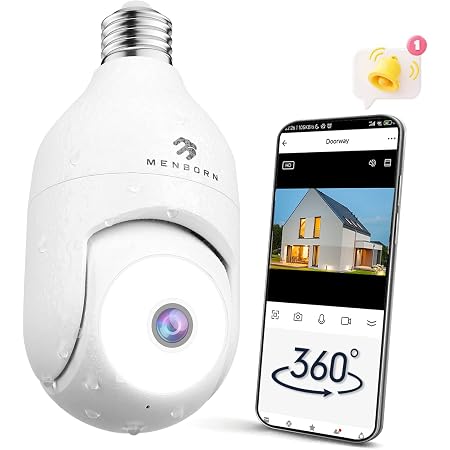 Updated 360° Light Bulb Security Camera 4MP, 2.4GHz Wireless Security ...