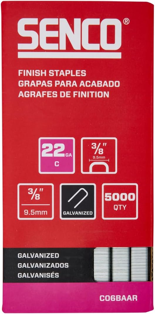 SENCO C06BAAR 3/8" 22 Gauge 3/8" Crown Finish Staples, Galvanized ...