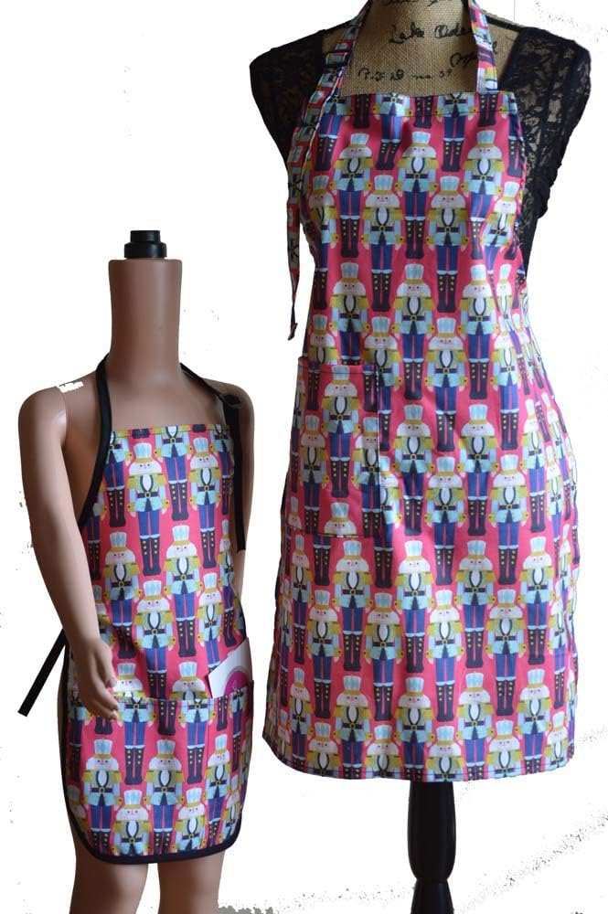Amazon.com: Adult and Child Christmas Nutcracker Apron Set Pink Blue ...