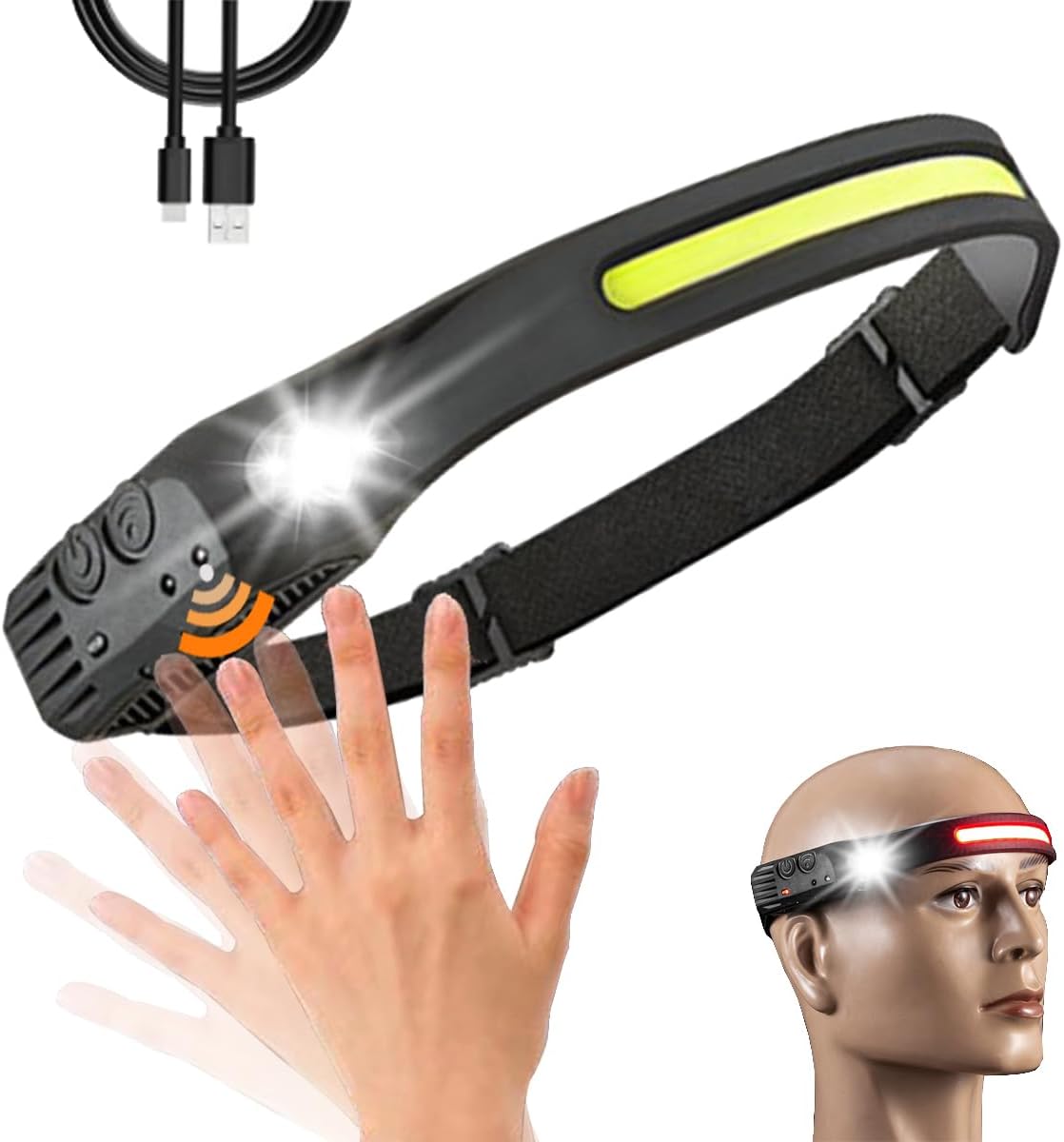 Amazon.com: Headlamp Rechargeable with red light Bright 230° Wide Beam ...