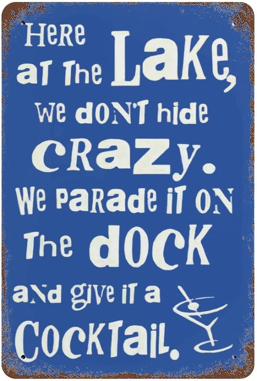 Amazon.com: Here at The Lake Sign Lake House Sign We Dont Hide Crazy ...