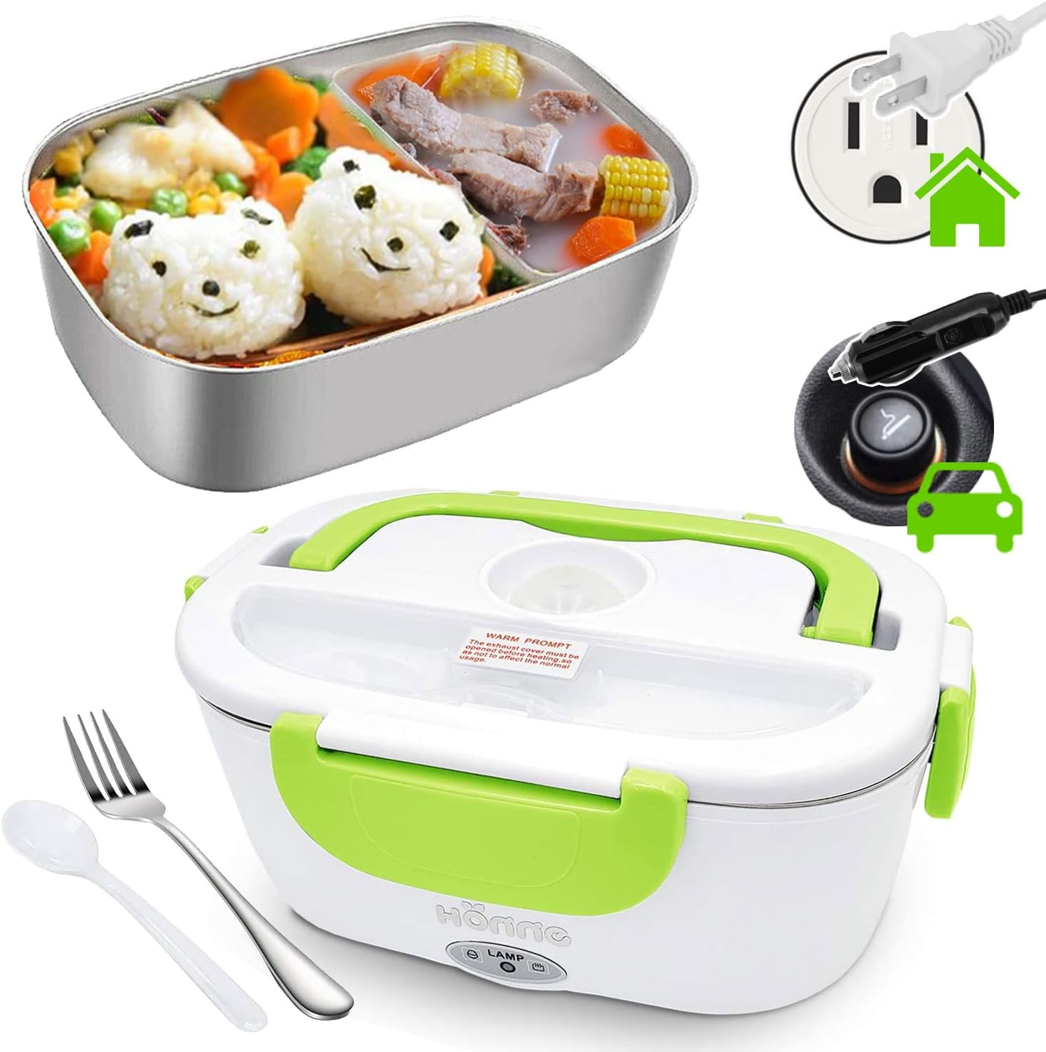 1.05L Double Voltage Electric Lunch Box with Removable 304 Stainless ...